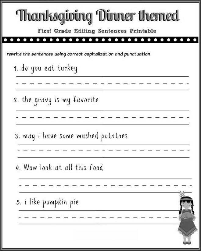 Writing Sentences Worksheet