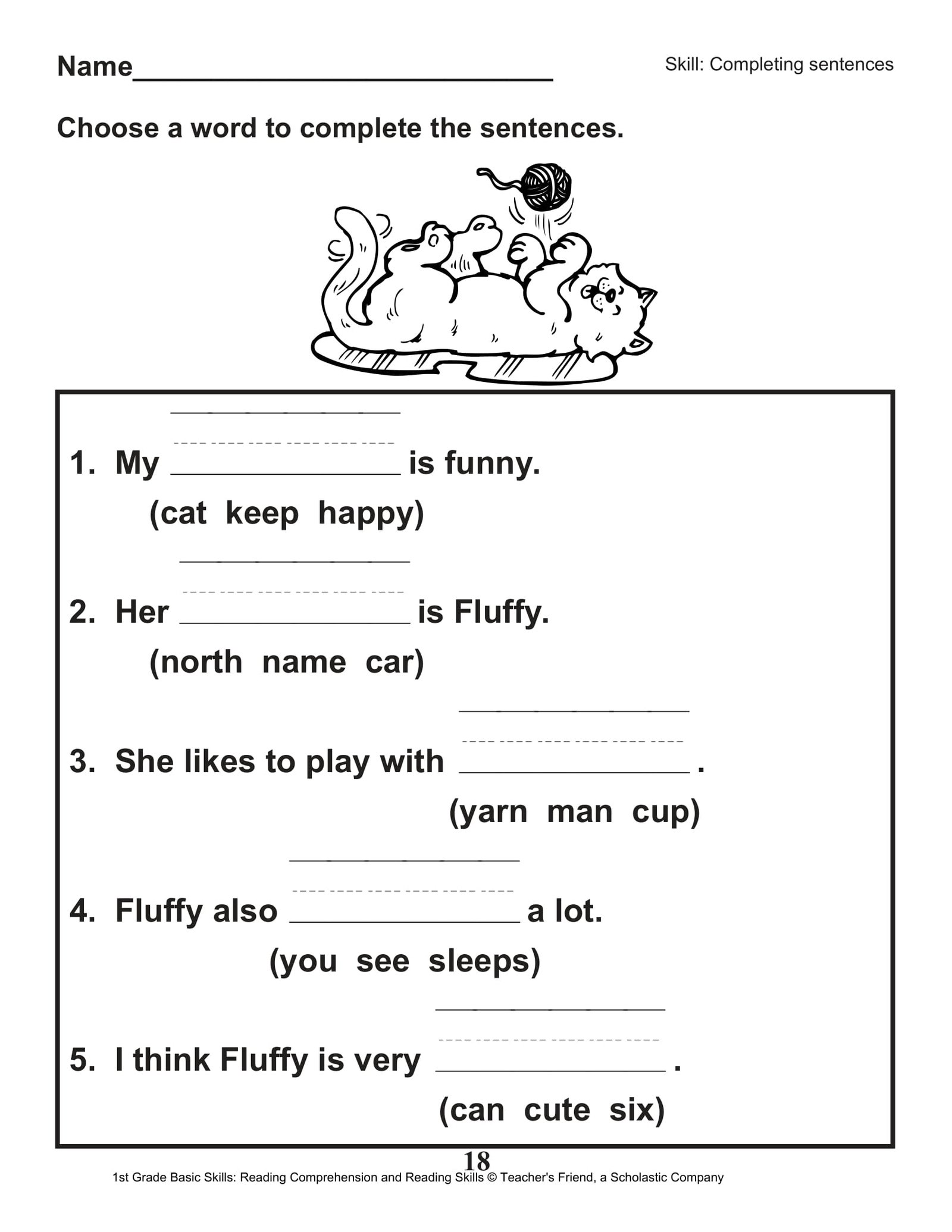 1st Grade Reading Comprehension Worksheets