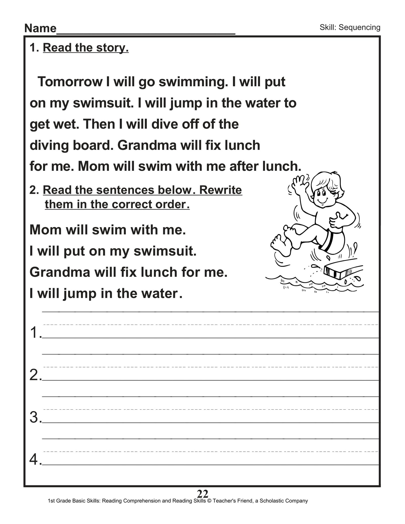 40 Scholastic 1st Grade Reading Comprehension Skills Worksheets 