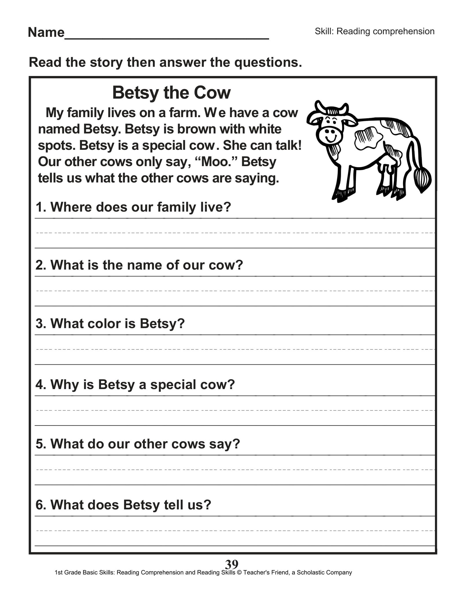 1st Grade Reading Comprehension Worksheets Printable Pdf 1st Grade 