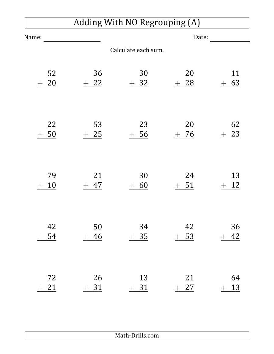 Double Digit Adding Worksheets