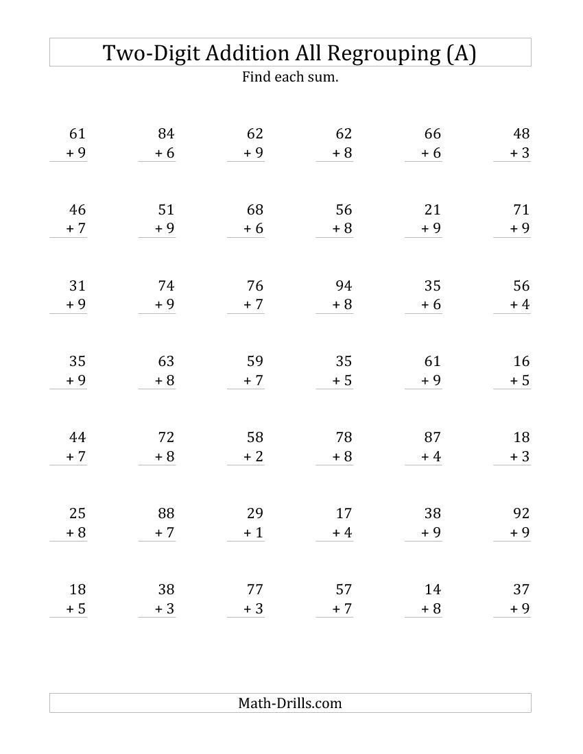 2 Digit Addition And Subtraction With Regrouping Worksheets Worksheet