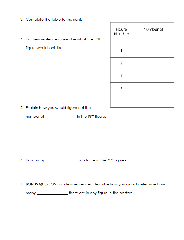 Visual Patterns Worksheet