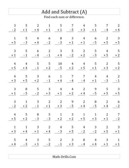 100 Addition And Subtraction Facts Worksheets Worksheet Hero