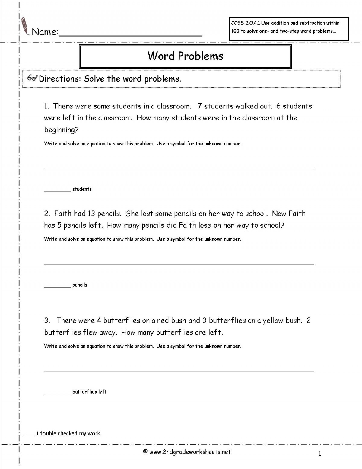 Two Digit Addition And Subtraction Word Problems Worksheets Worksheet