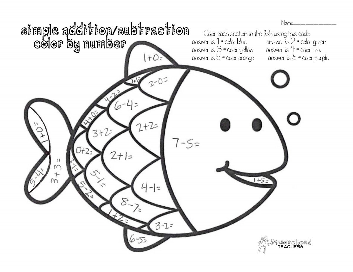 Simple Addition Color By Number Worksheets Worksheet Hero