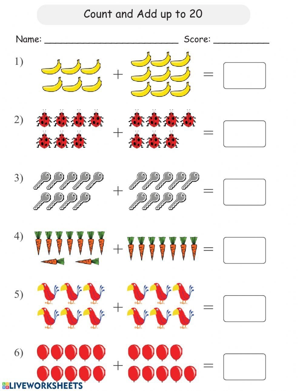 Addition Up To 20 Worksheets Worksheet Hero