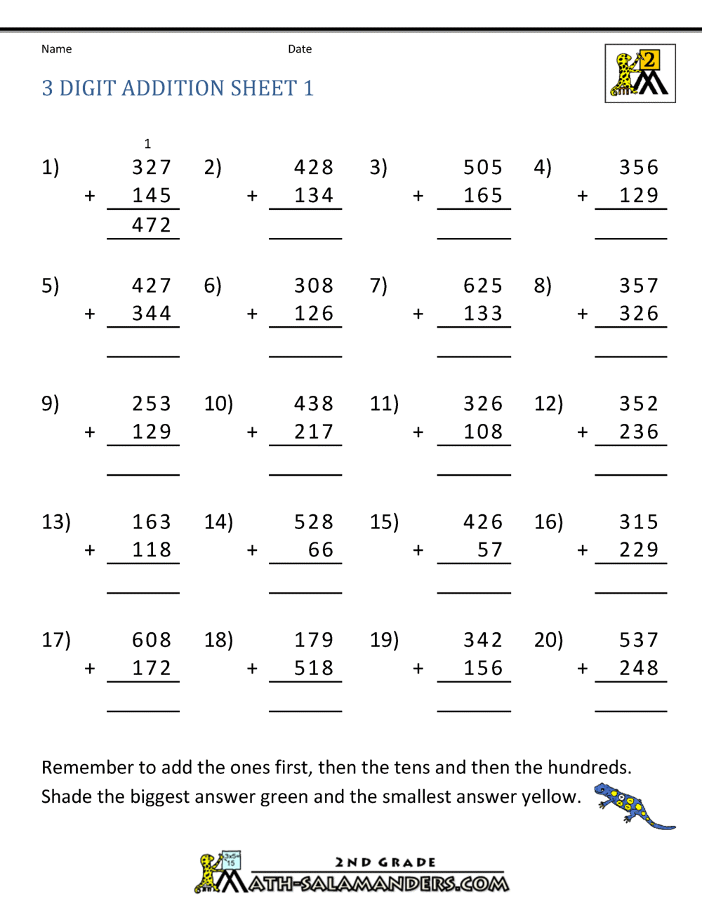 3 Digit Addition With Regrouping 3rd Grade Worksheets Worksheet Hero