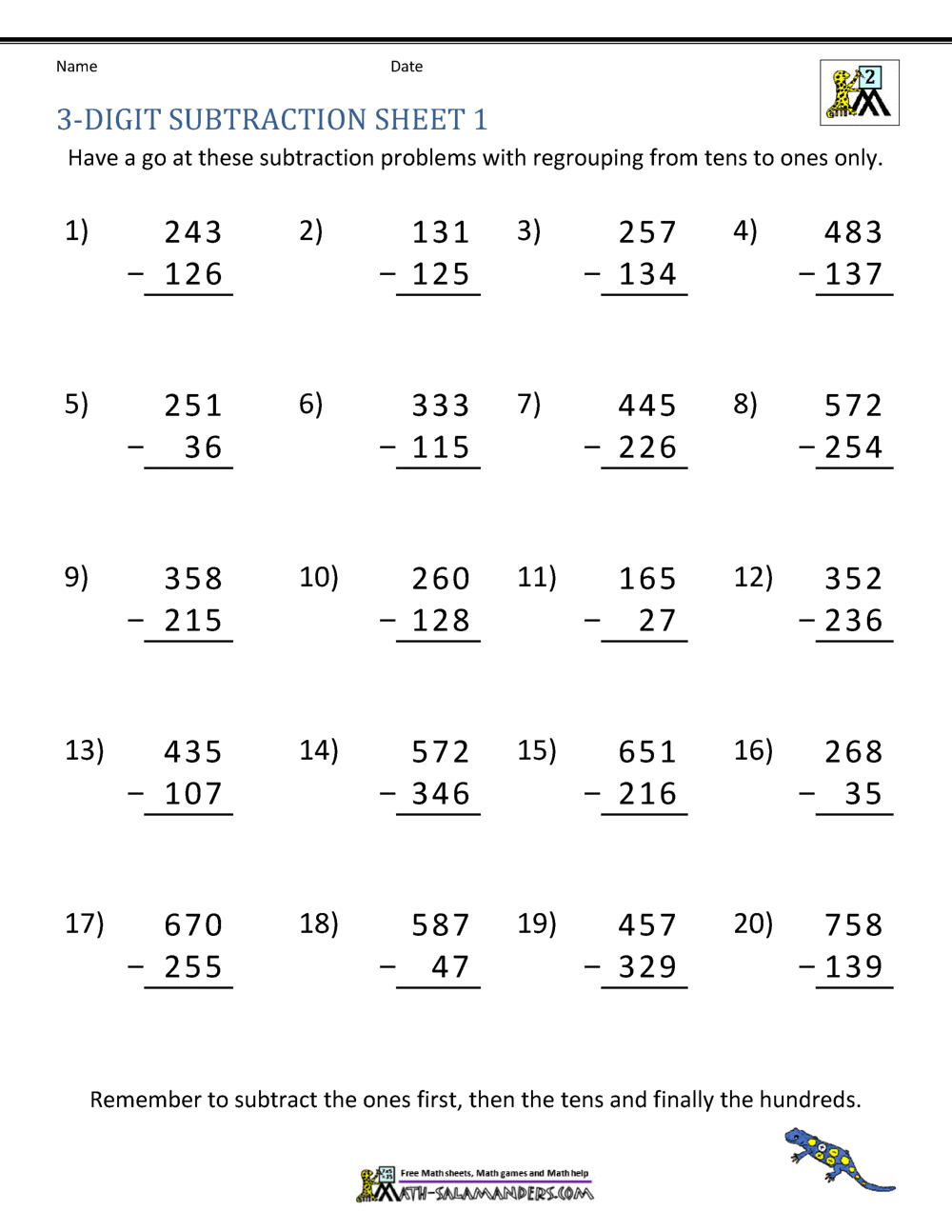 2nd Grade Math Addition And Subtraction With Regrouping Worksheets 
