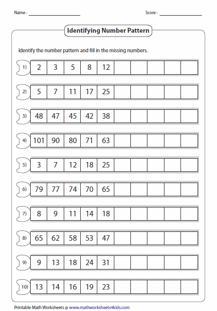 What Are The Number Pattern Worksheets Worksheet Hero