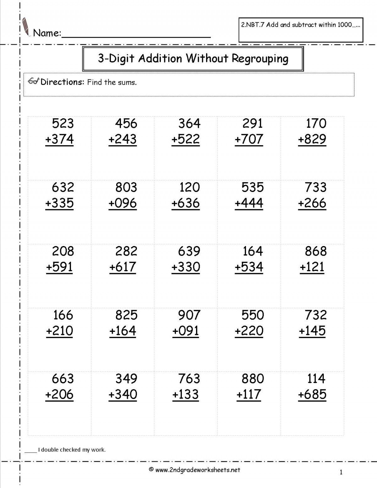 Second Grade Math Addition Worksheets Worksheet Hero