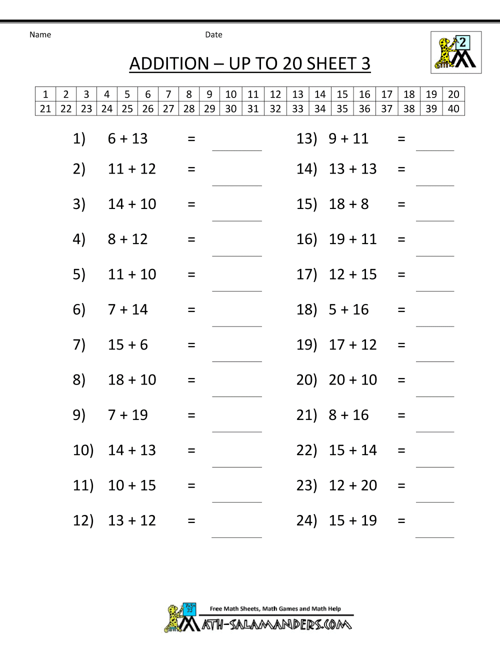Mental Math Addition Worksheets Worksheet Hero
