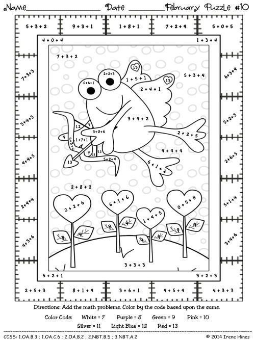 Addition Color By Number 2nd Grade Worksheets Worksheet Hero