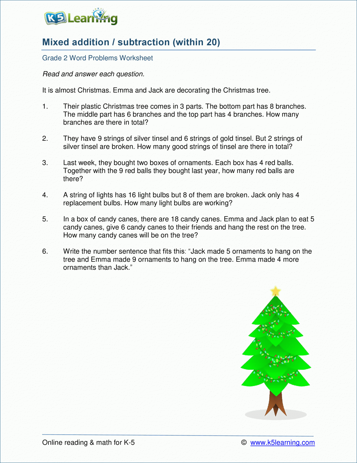 Addition And Subtraction Problems For 2nd Graders Worksheets 