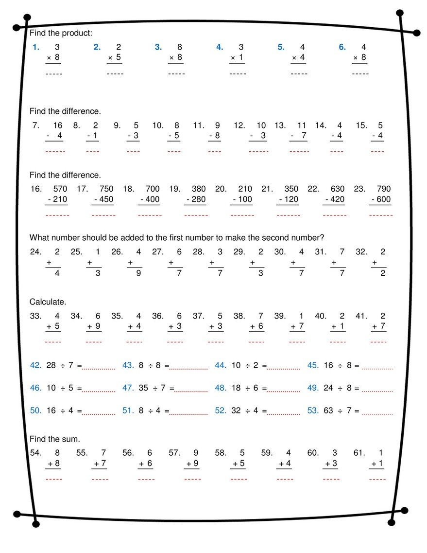 Addition Subtraction Multiplication Worksheets Worksheet Hero
