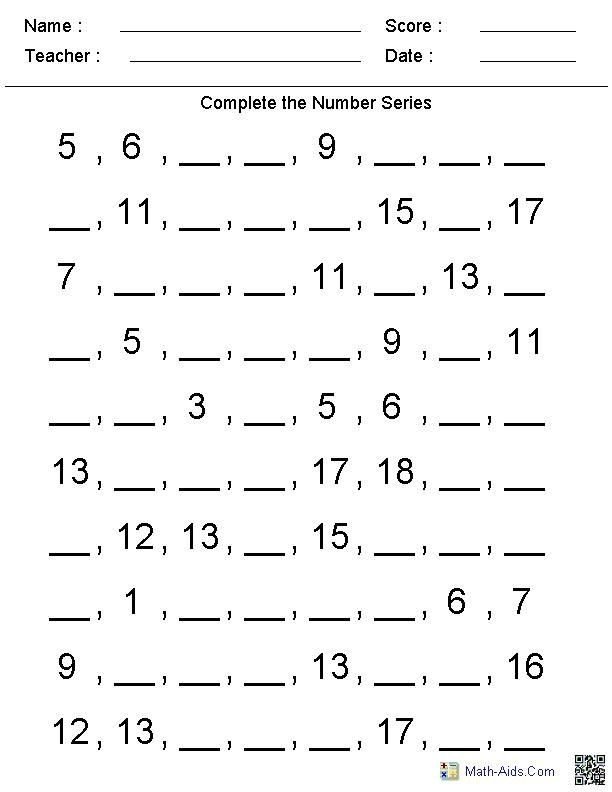 Number Pattern Worksheets For First Grade Isodisnatura