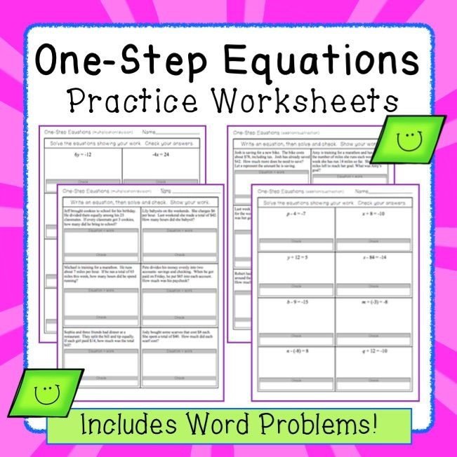 One Step Equation Word Problems Addition And Subtraction Worksheets 