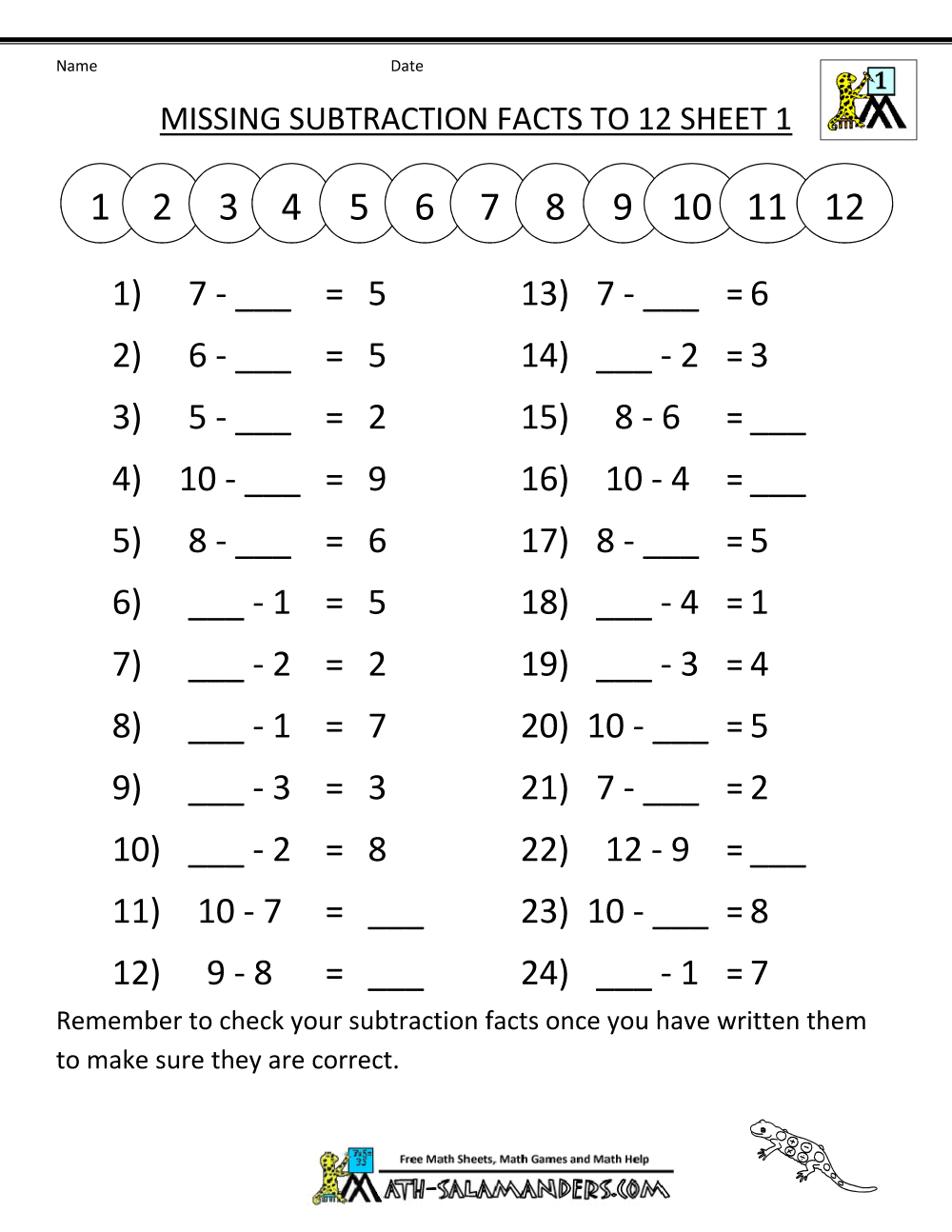 How Do Addition Facts Help You Subtract Worksheets Worksheet Hero