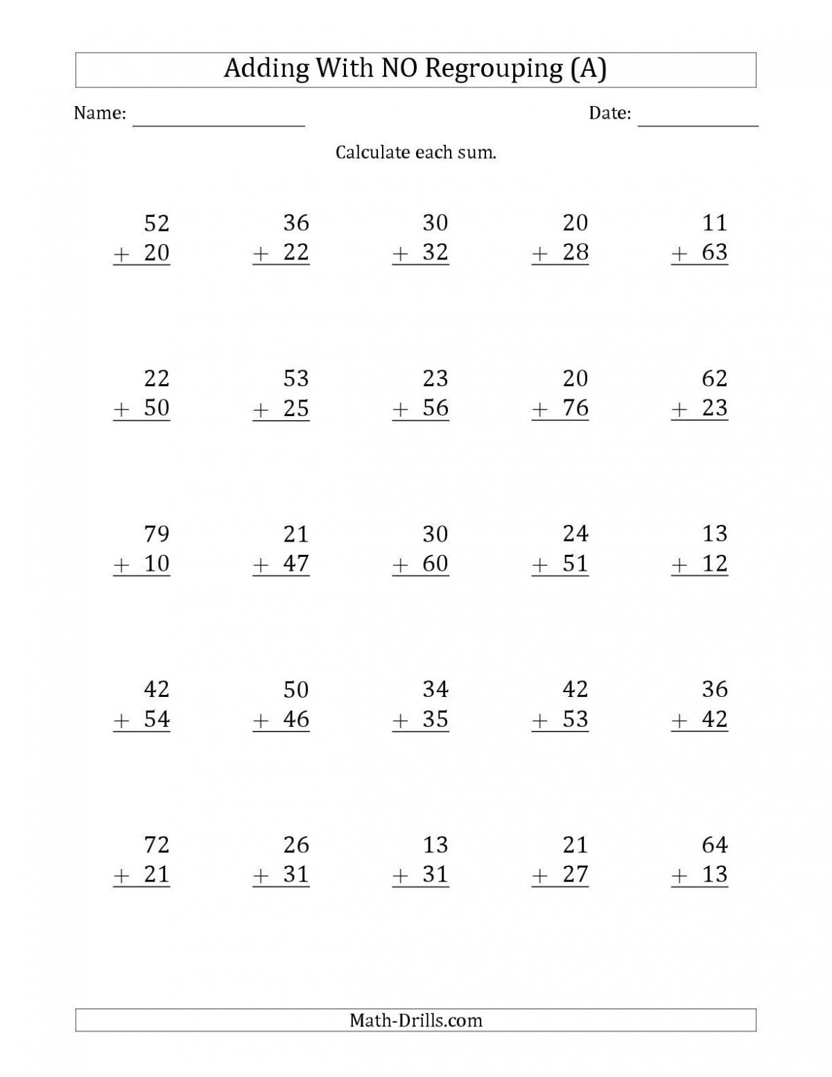 2 Digits Addition Worksheets Worksheet Hero