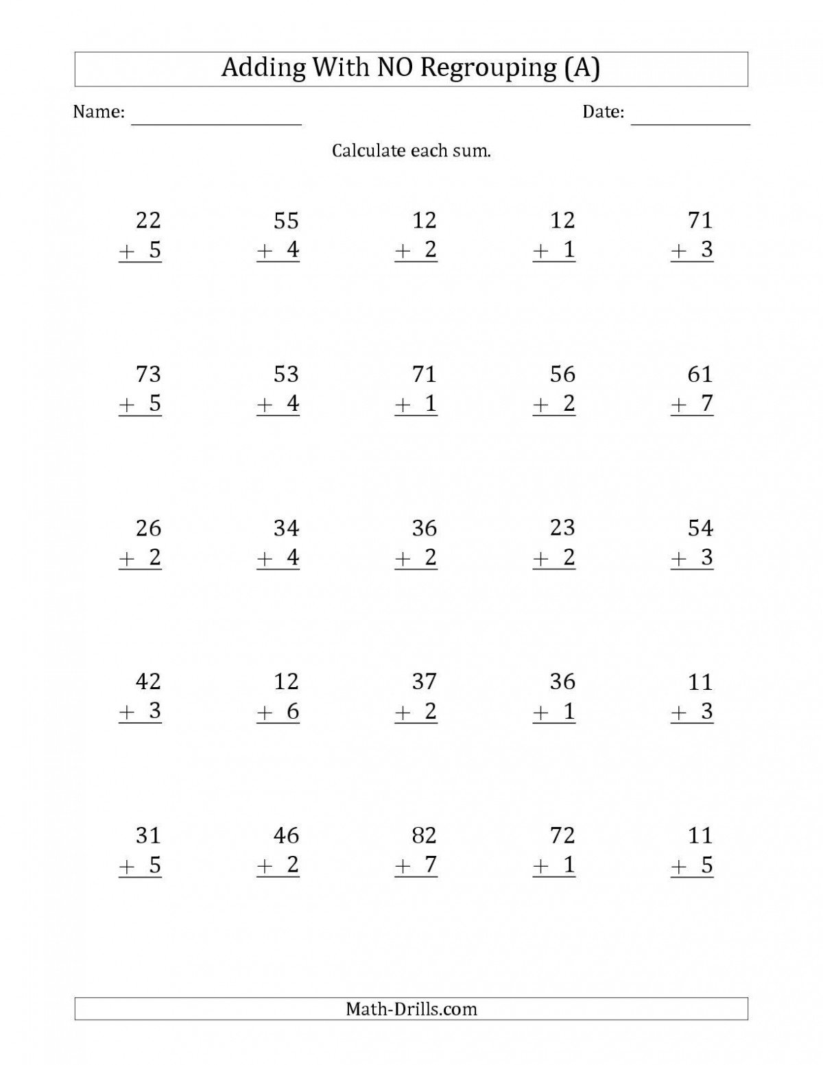 2 Digit By 1 Digit Addition Worksheets Worksheet Hero