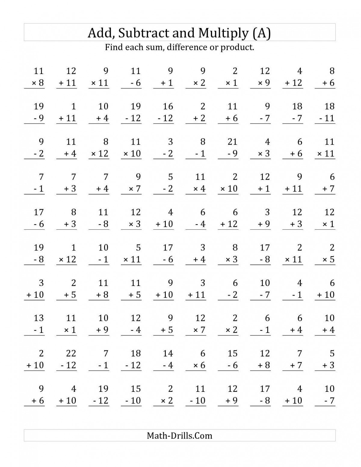 Mixed Addition And Subtraction Facts Worksheets Worksheet Hero Mixed Addition And Subtraction Facts Worksheets Worksheet Hero