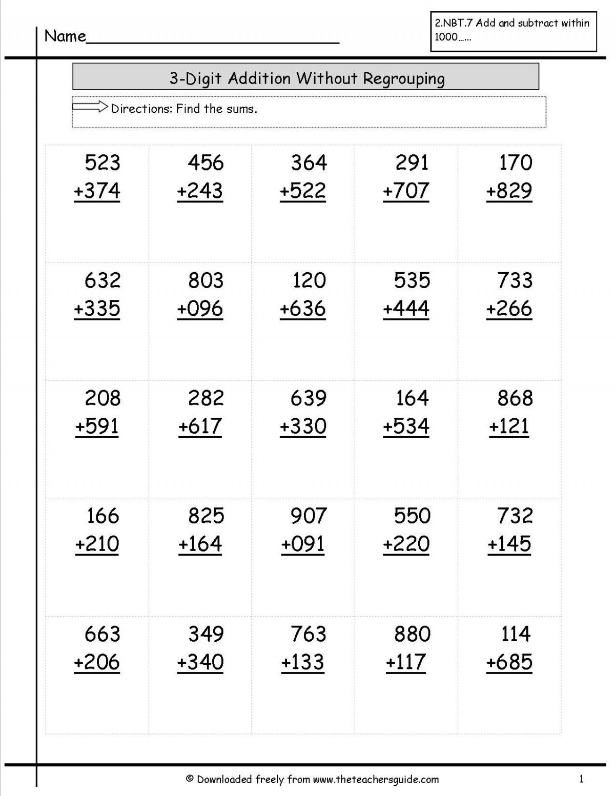 Subtraction Within 1000 Worksheets Printable Word Searches