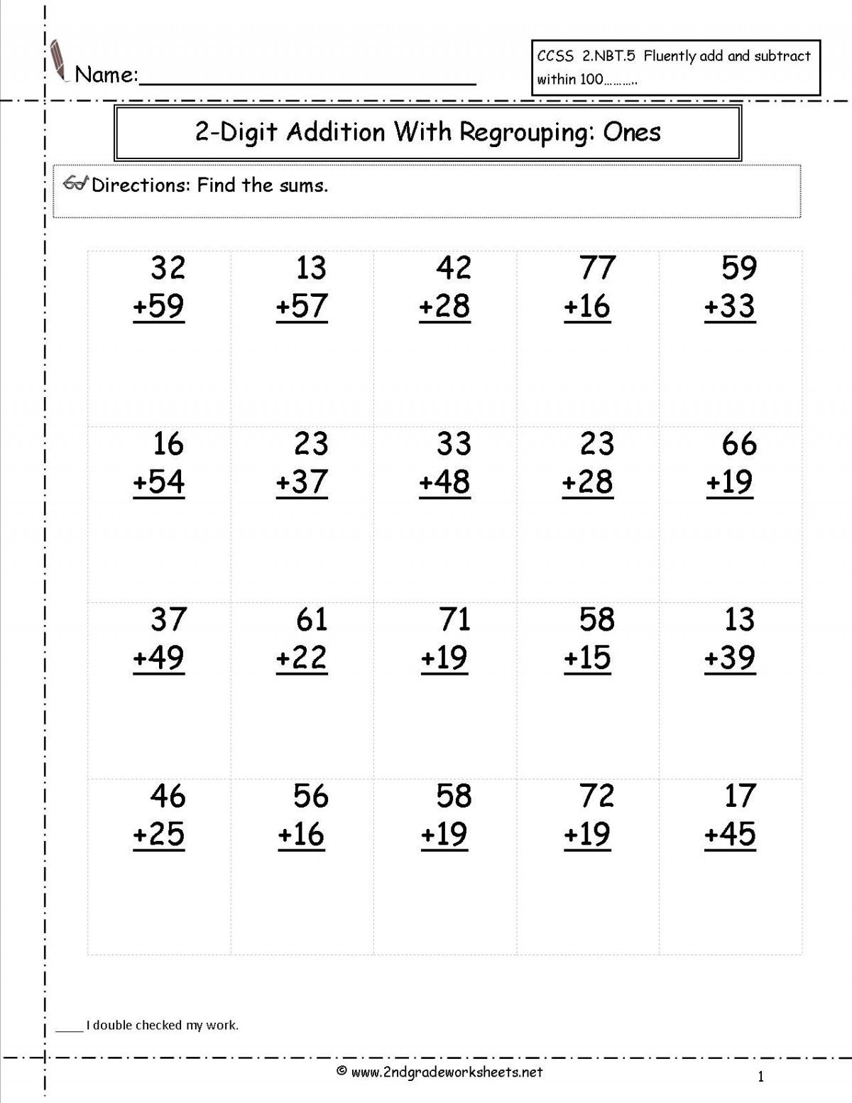 Double Digit Addition With Carrying Worksheets Worksheet Hero