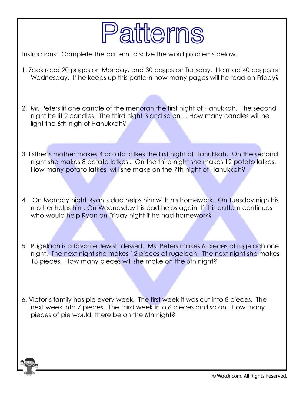 Pattern Word Problem Worksheets Worksheet Hero
