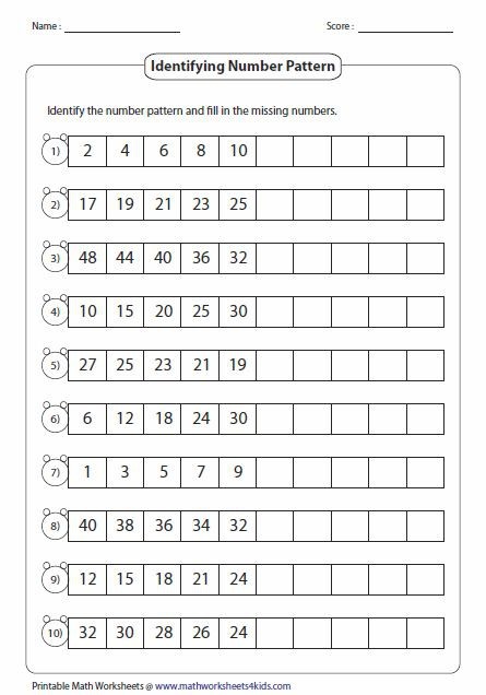 Find The Pattern In Numbers Worksheets Worksheet Hero