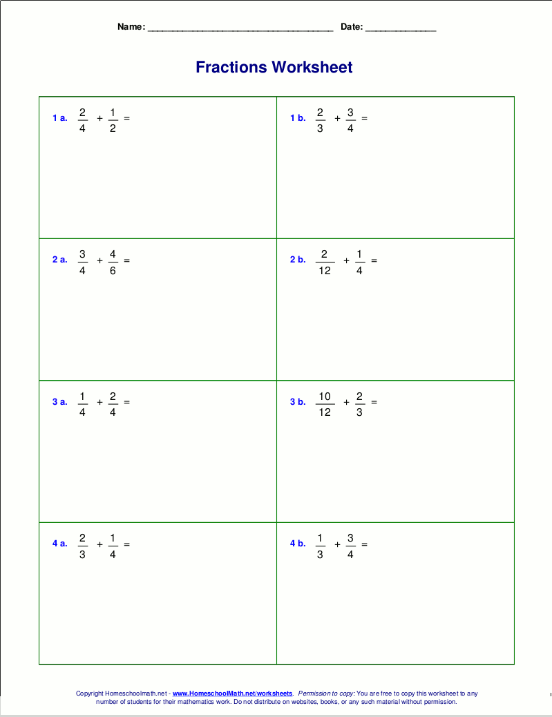 Addition Of Unlike Fractions Worksheets Worksheet Hero