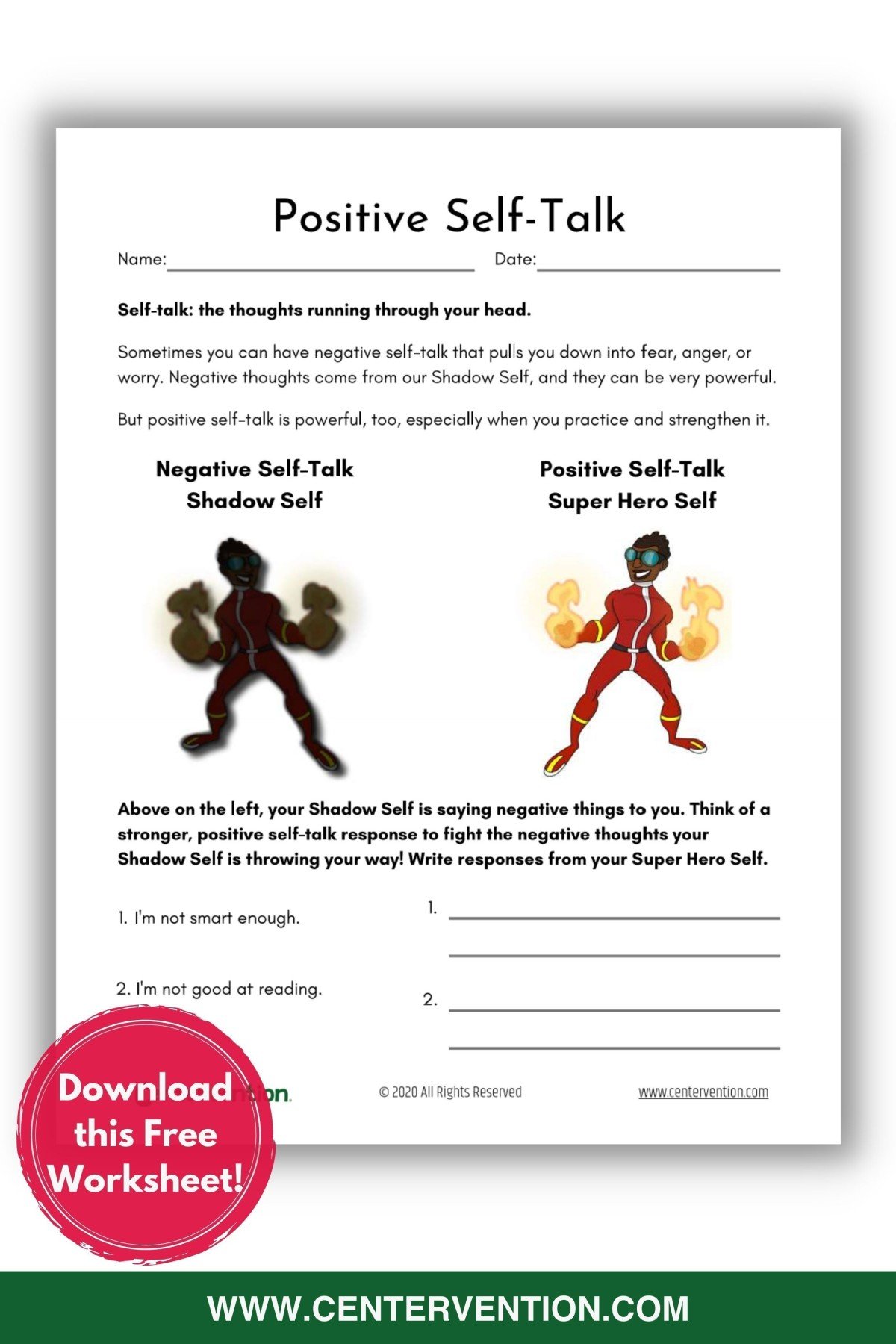 Positive Self Talk Worksheets Worksheets | Worksheet Hero Positive Self Talk Worksheets Worksheets | Worksheet Hero