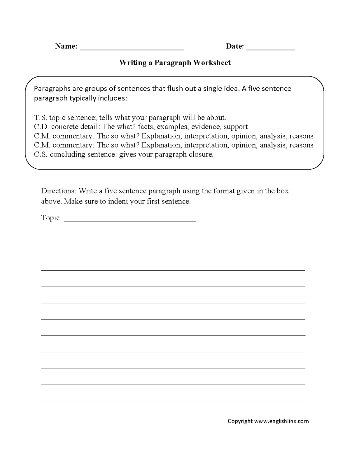Paragraph Writing Worksheets Worksheets Worksheet Hero