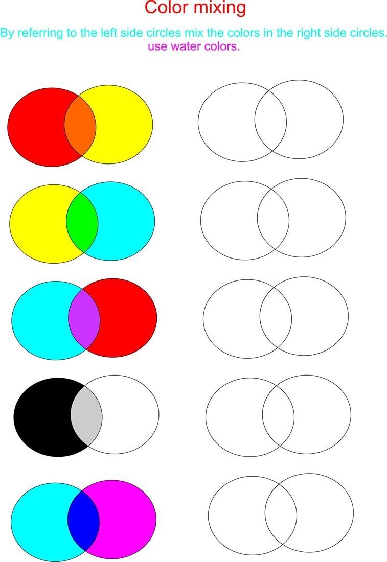 Mixing Colors Worksheets Worksheets | Worksheet Hero