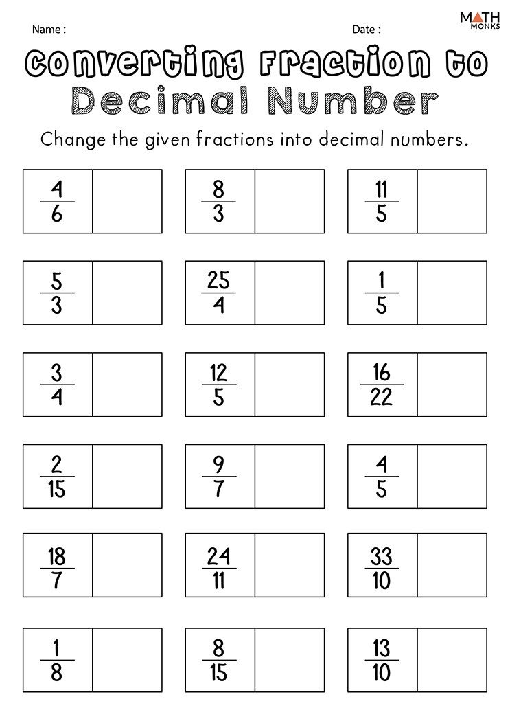 Converting Fractions Worksheets Worksheets Worksheet Hero