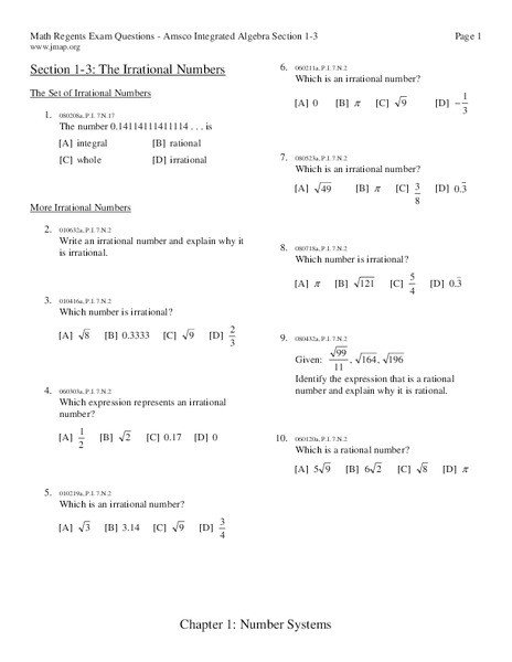 Irrational Numbers Worksheets Worksheets | Worksheet Hero
