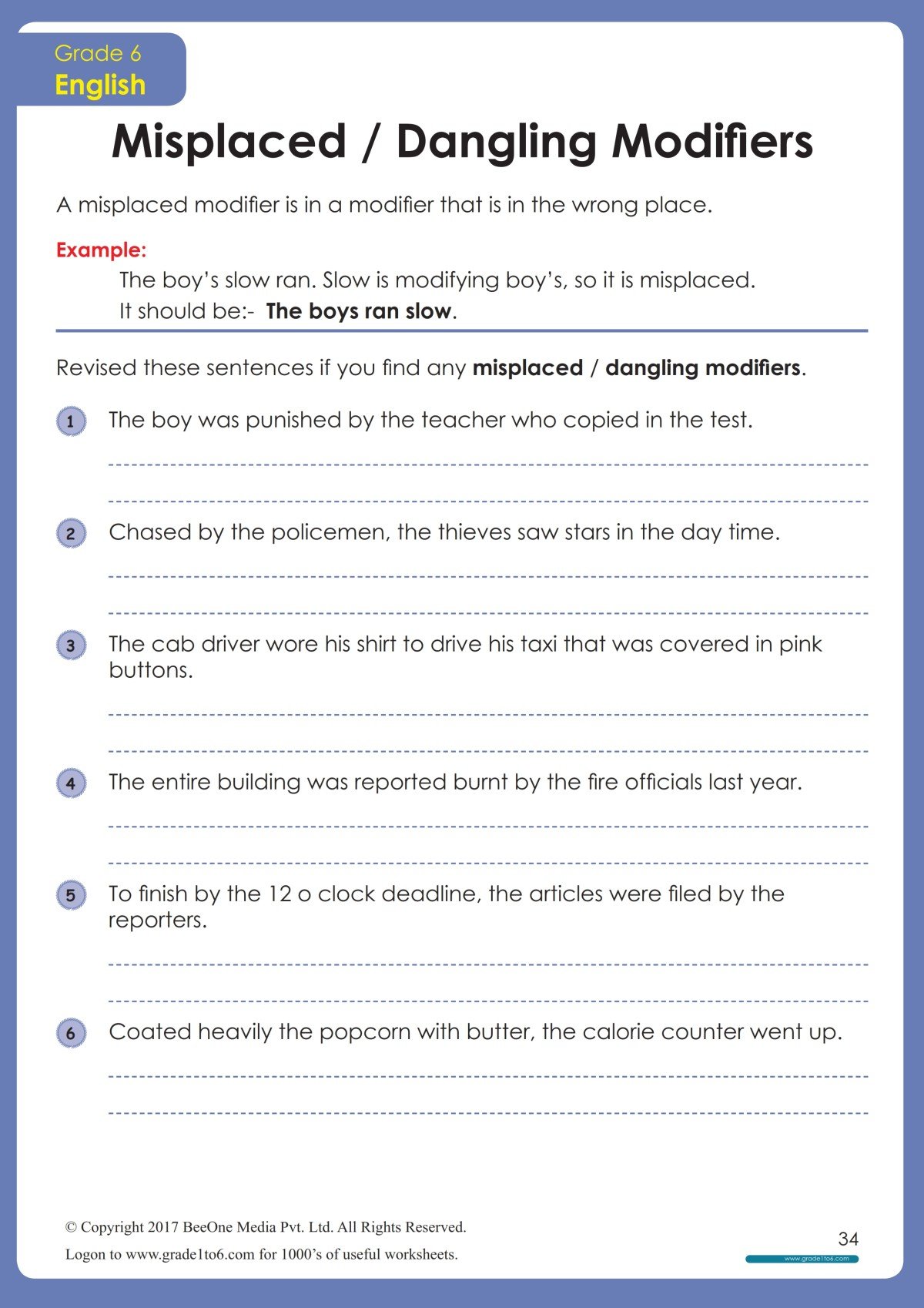 Dangling Modifiers Worksheets Worksheets | Worksheet Hero Dangling Modifiers Worksheets Worksheets | Worksheet Hero